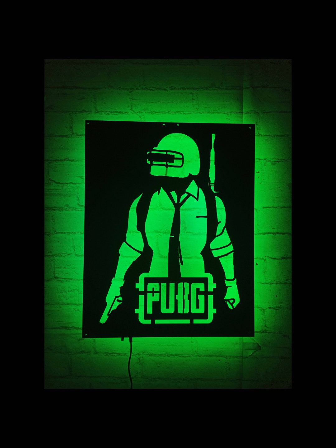 PUBG Game Lighted Wood Wall Art: RGB Color Changing LED Decor - Etsy
