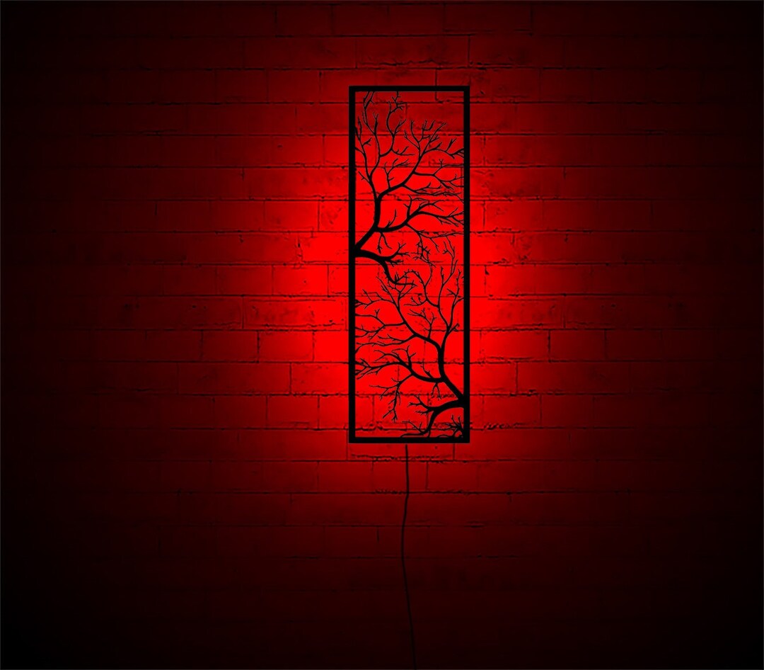 Tree Lighted-up Wall Art With RGB Color Changing Led, Wood Wall Decor ...