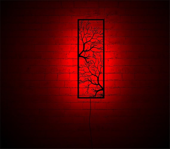 Tree Lighted-up Wall Art With RGB Color Changing Led Wood - Etsy