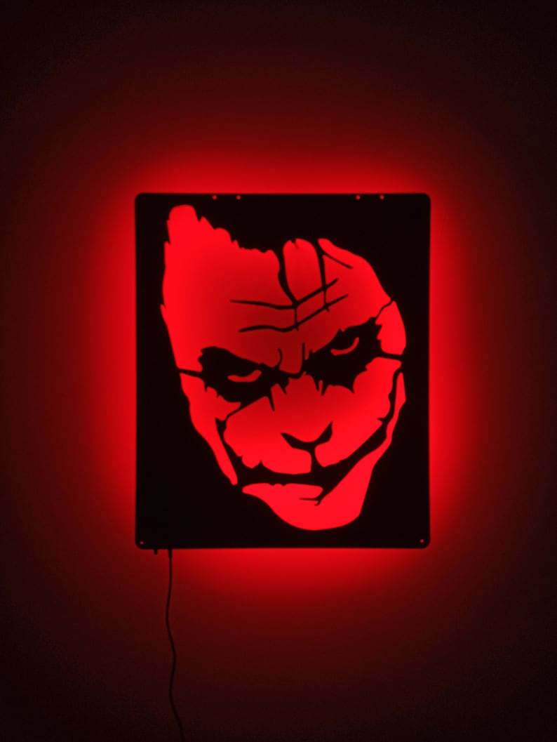 Joker LED Wall Art: RGB Color Changing Wooden Decor With Remote - Etsy