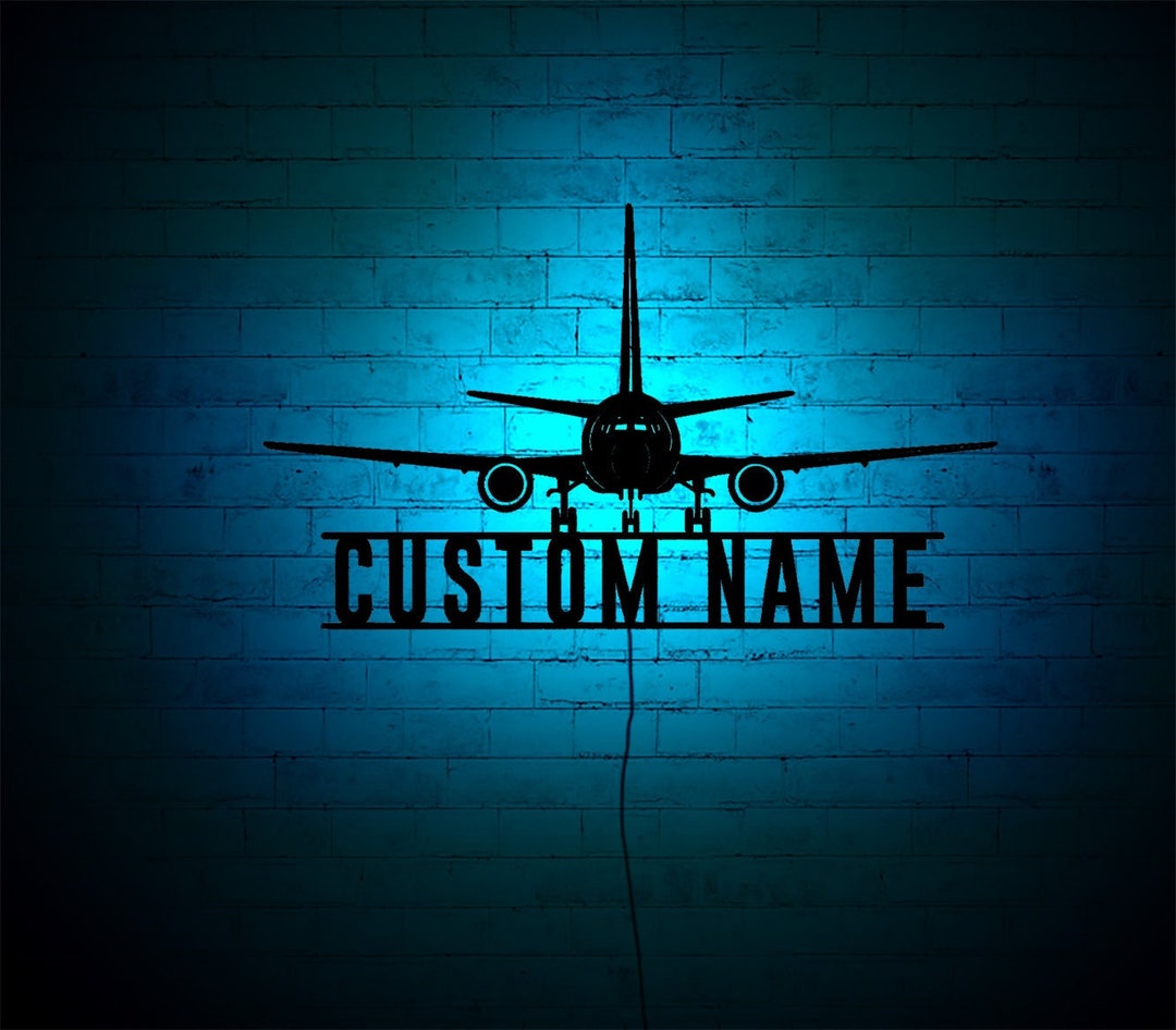 Custom Airplane Wood Wall Art: RGB Color Changing LED Home Decor - Etsy