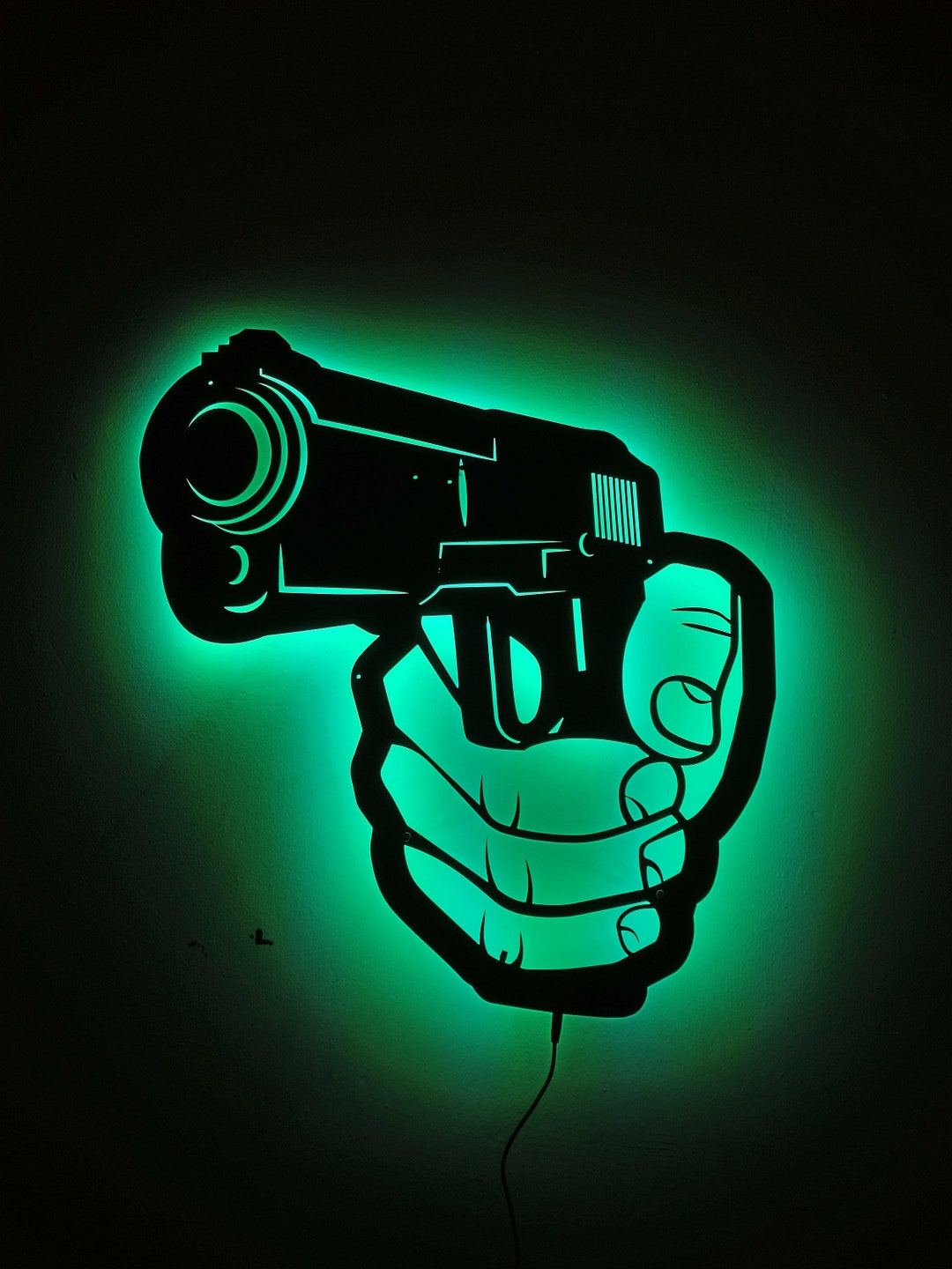 Gun Model Weapon Game Lighted up Wall Art With RGB Color Changing Led ...