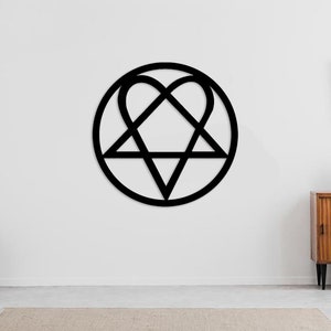 Heartagram Symbol Wooden Wallart Led Light Heart Pentagram Shaped Sign ...