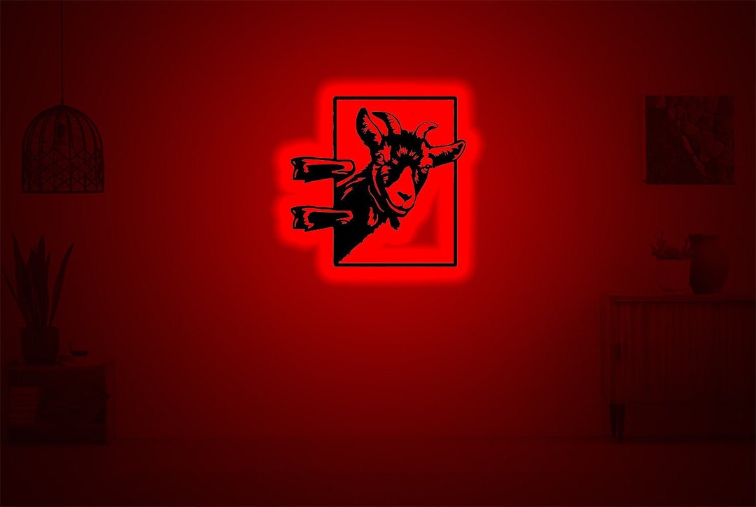 Funny Goat Farmhouse Wood Wall Art RGB LED Light Goat Farm Sign Home ...