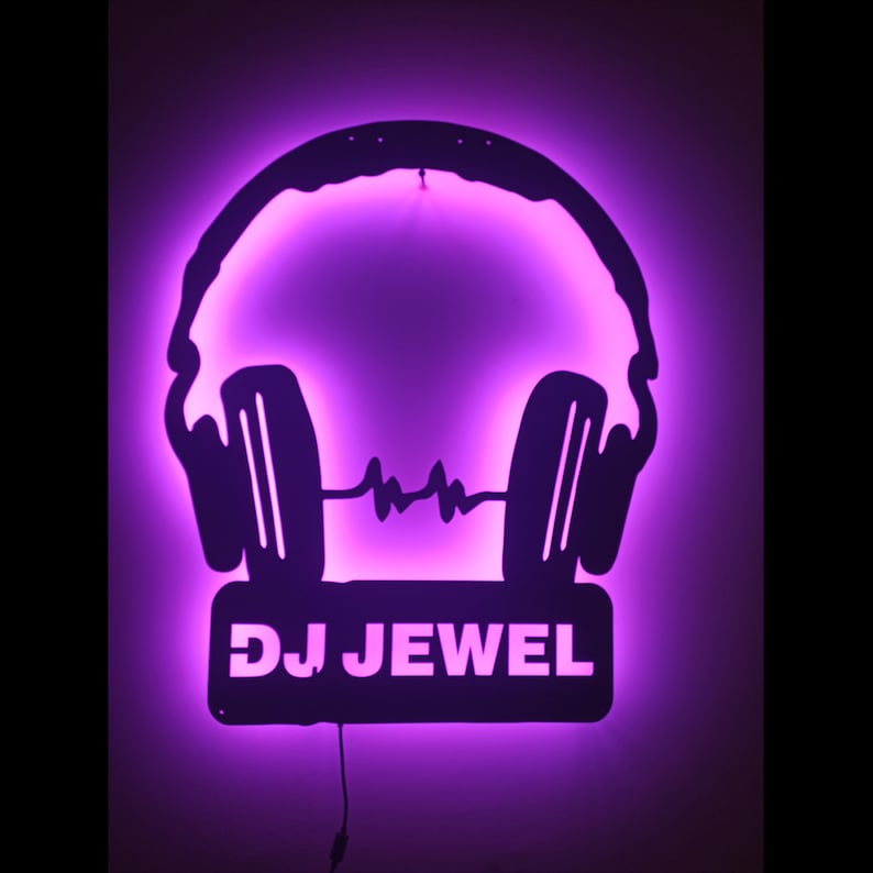 Personalized DJ Headphones RGB LED Sign: Custom Name Wall Art - Etsy