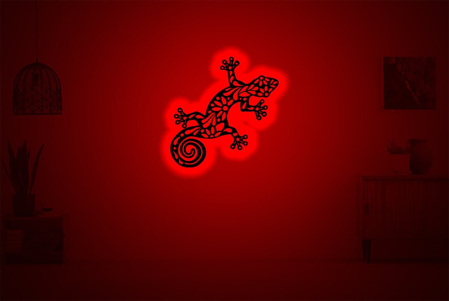 Gecko Wood Wall Art RGB LED Light Ledge Lizard Sign Home Decor - Etsy