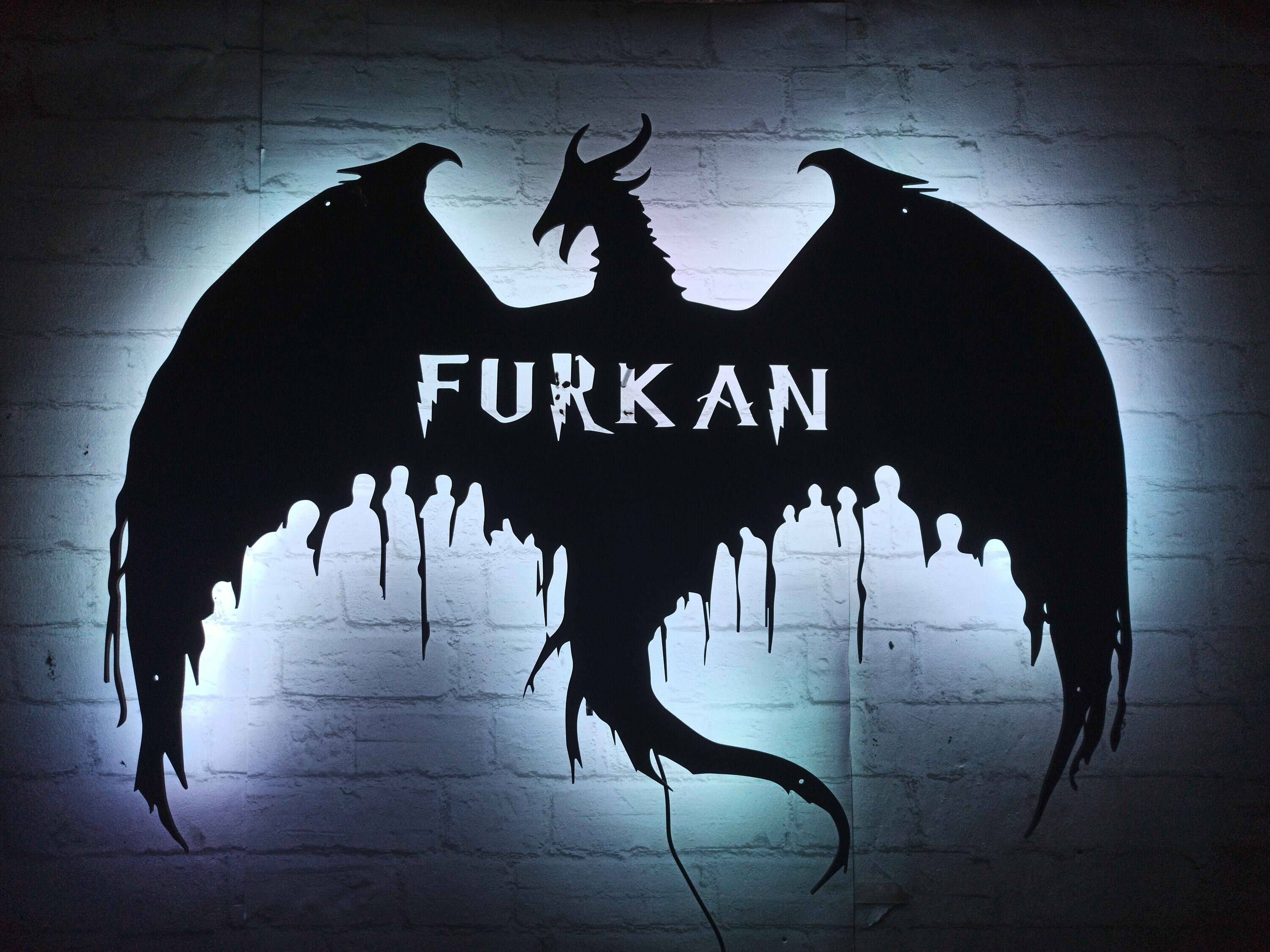 Personalized Dragon Logo LED Wall Art: RGB Color Changing Wood Decor - Etsy
