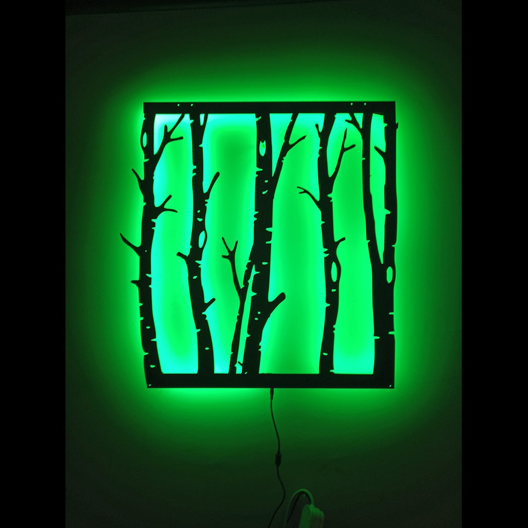 Tree Branches Wooden Wall Art With RGB Color Changing Led, Wood Wall ...