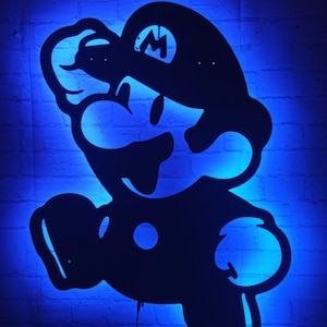 Mario Game Chracter Lighted up Wall Art With RGB Color Changing Led ...