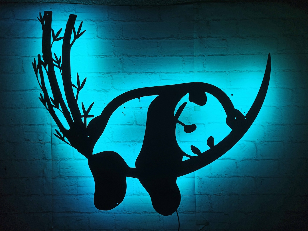 Panda Bamboo Lighted up Wall Art, RGB Led 16 COLORS W/REMOTE Control ...