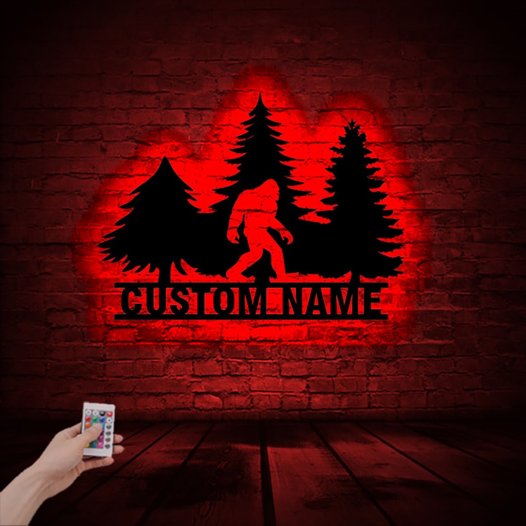 Custom Bigfoot LED Sign: Wooden Sasquatch Wall Decor - Etsy
