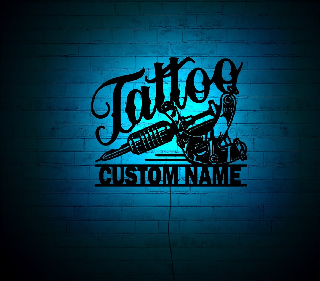Custom Tattoo Wall Art With RGB Color Changing Led, Wood Wall Decor ...