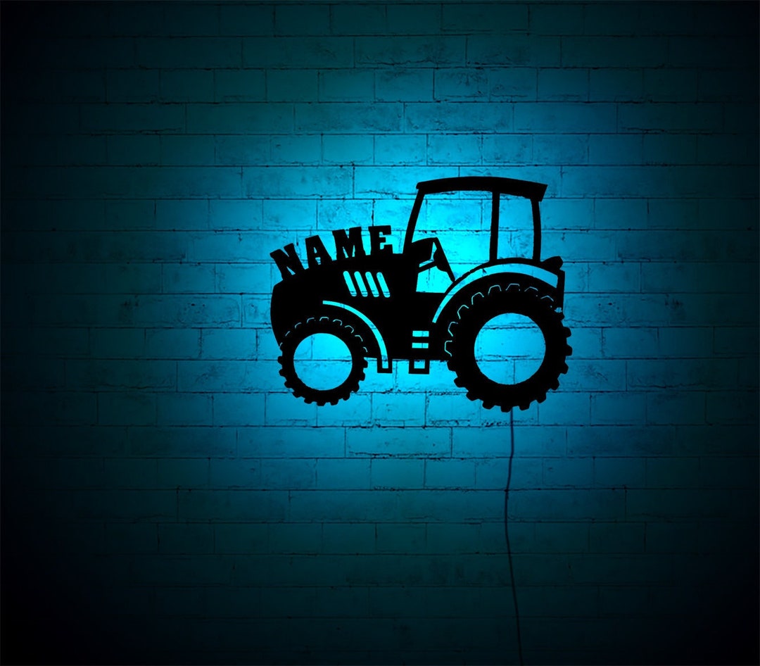 Custom Tractor Lighted-up Wall Art With RGB Color Changing Led, Wood ...