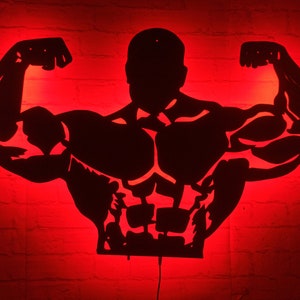 Muscle Man Lighted up Wall Art, RGB Led 16 COLORS W/REMOTE Control ...