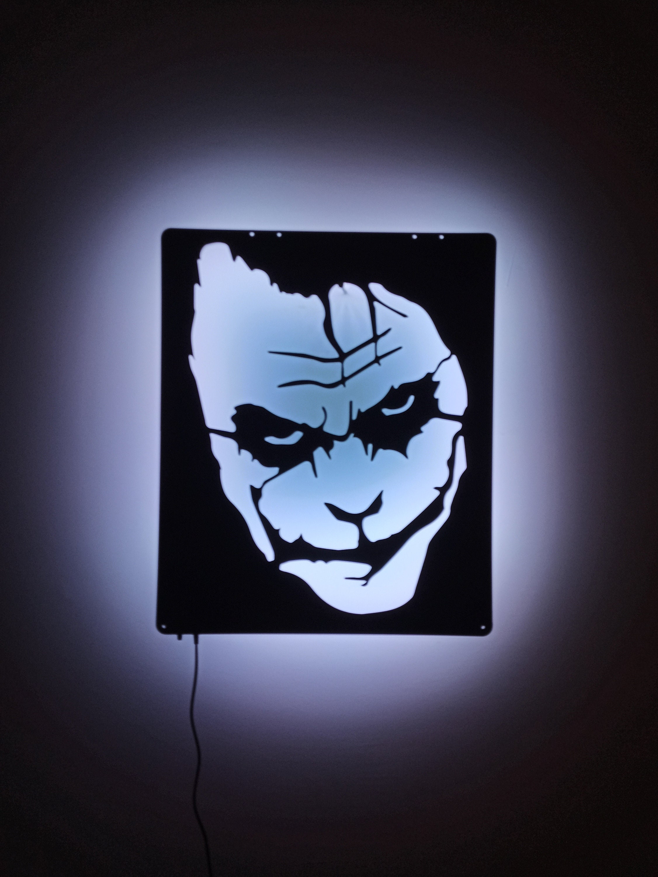 Joker LED Wall Art: RGB Color Changing Wooden Decor With Remote - Etsy