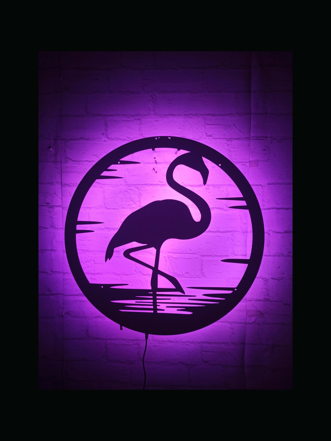 Flamingo Lighted up Wall Art With RGB Color Changing Led, Wood Wall ...