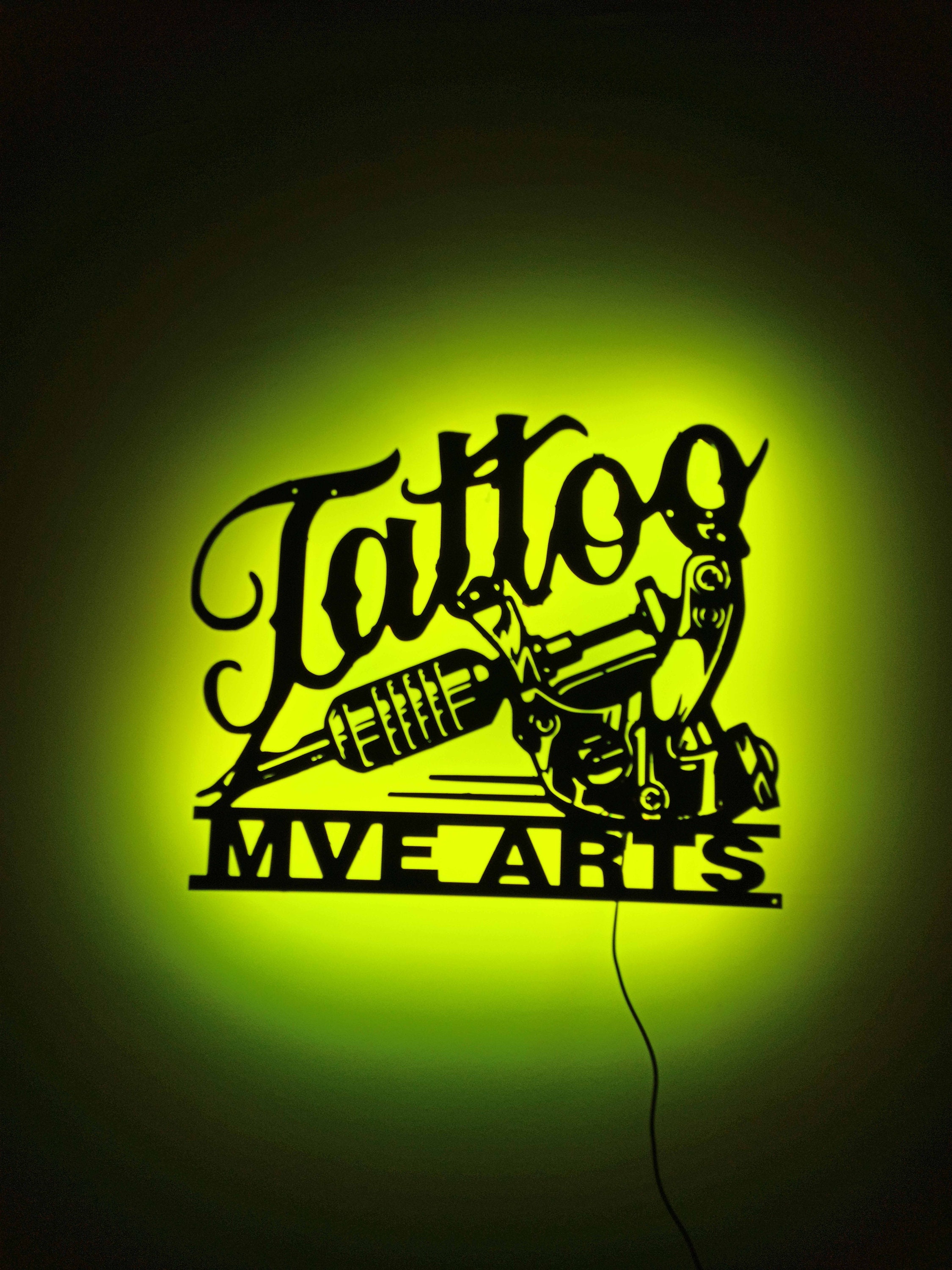 Personalized Tattoo Wall Art: RGB Color Changing LED Wood Decor - Etsy