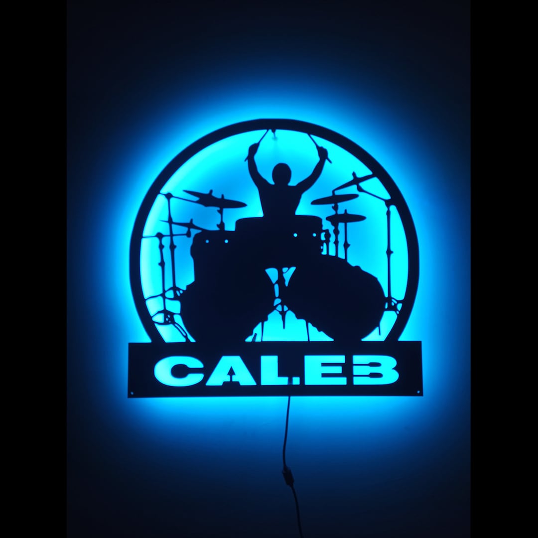Personalized Drummer Wooden Rgb Light Decor, Custom Drummer Male Wall ...