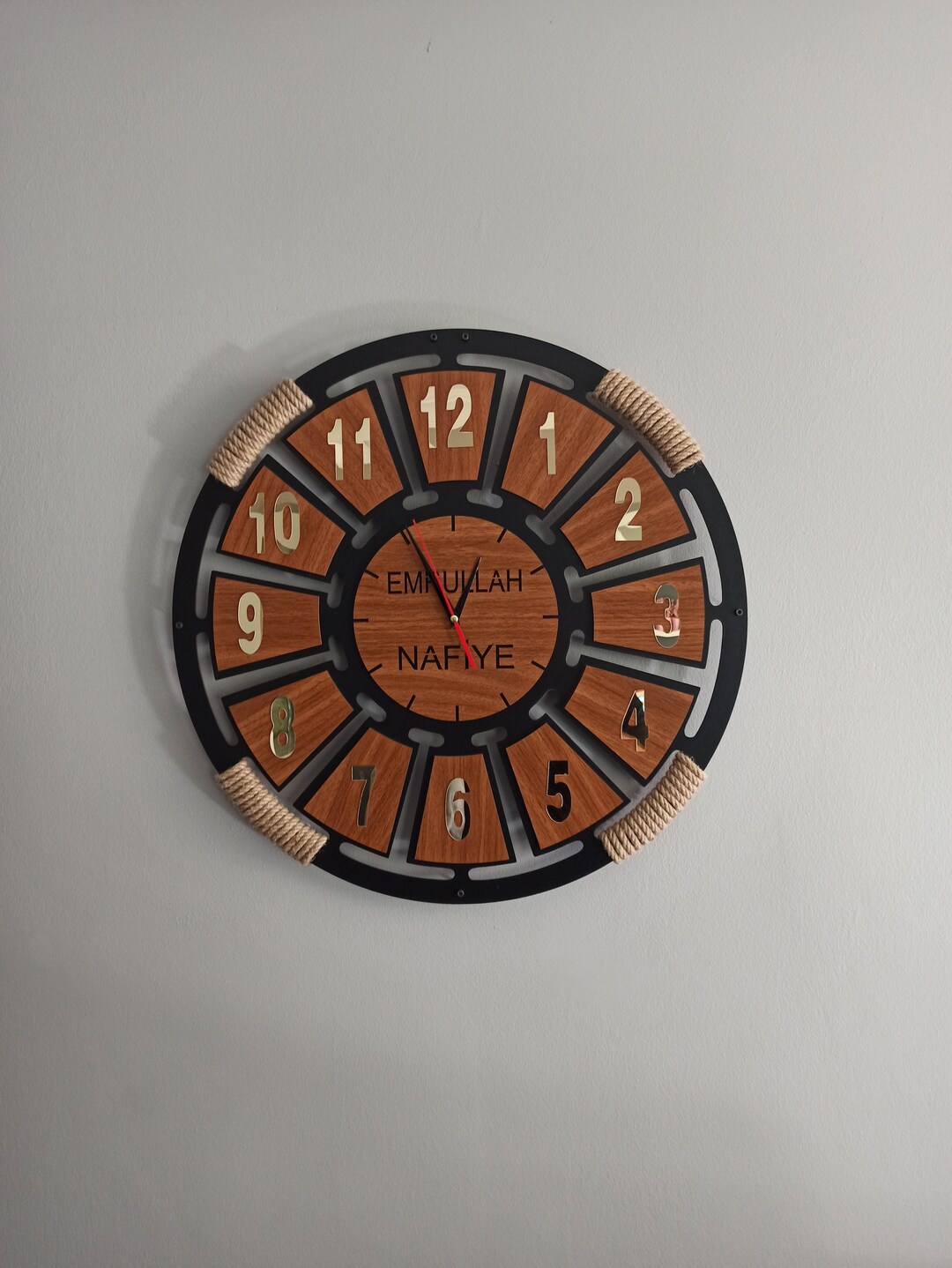 Wooden Wall Clock/ Rope Wooden Clock/ Personalized - Etsy