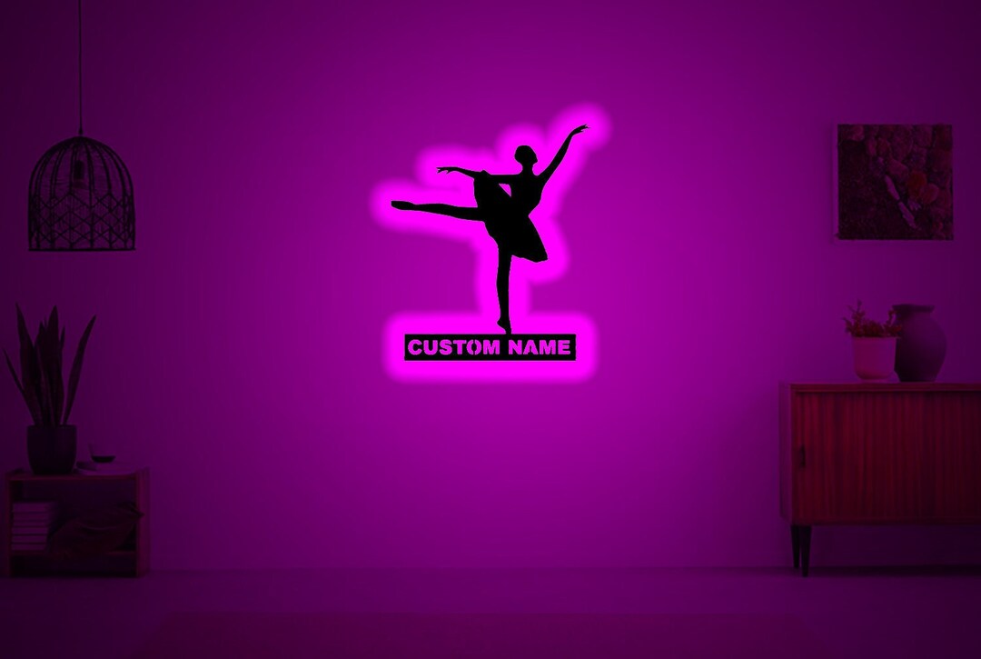 Personalized Ballerina Lighted-up Wood Wall Art With RGB Color Changing ...