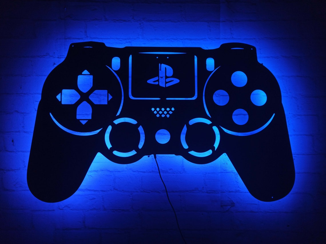 PS Console Game Lighted up Wall Art With RGB Color Changing - Etsy
