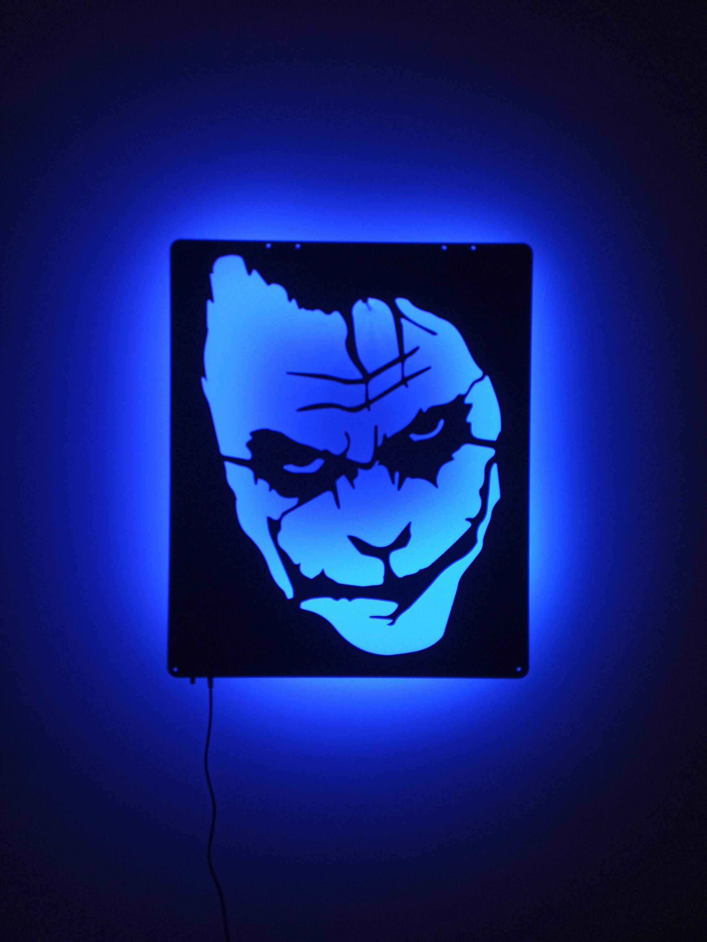 Joker LED Wall Art: RGB Color Changing Wooden Decor With Remote - Etsy