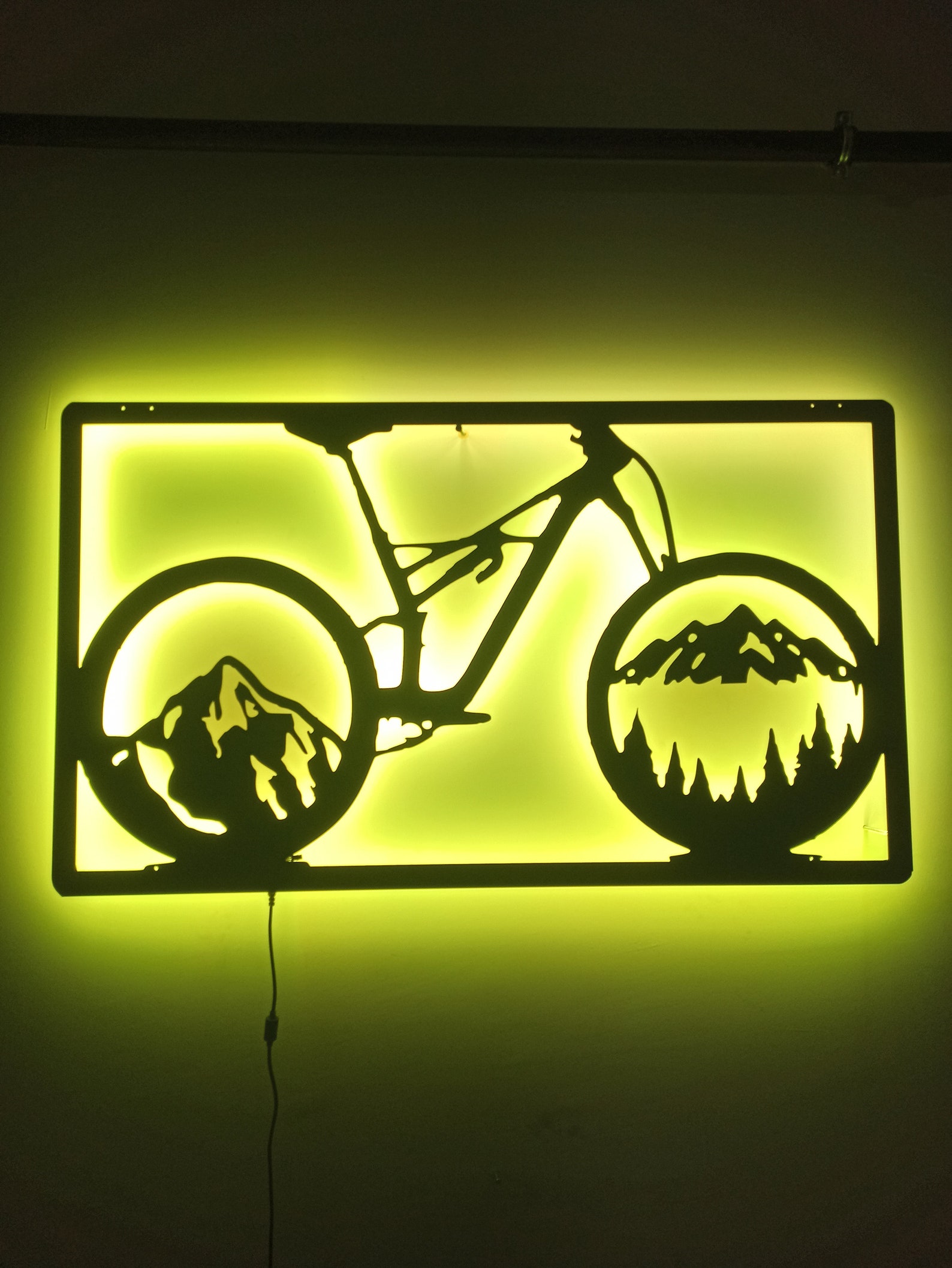 RGB LED Mountain Bike Wall Art: Wood Bicycle Decor - Etsy