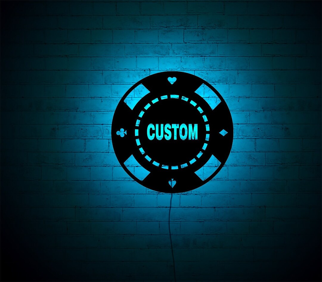 Personalized Poker Chip LED Wall Art: RGB Color Changing Light - Etsy