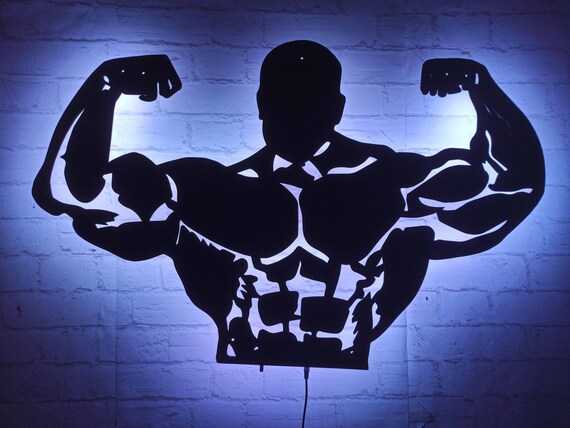 Muscle Man Lighted up Wall Art RGB Led 16 COLORS W/REMOTE - Etsy