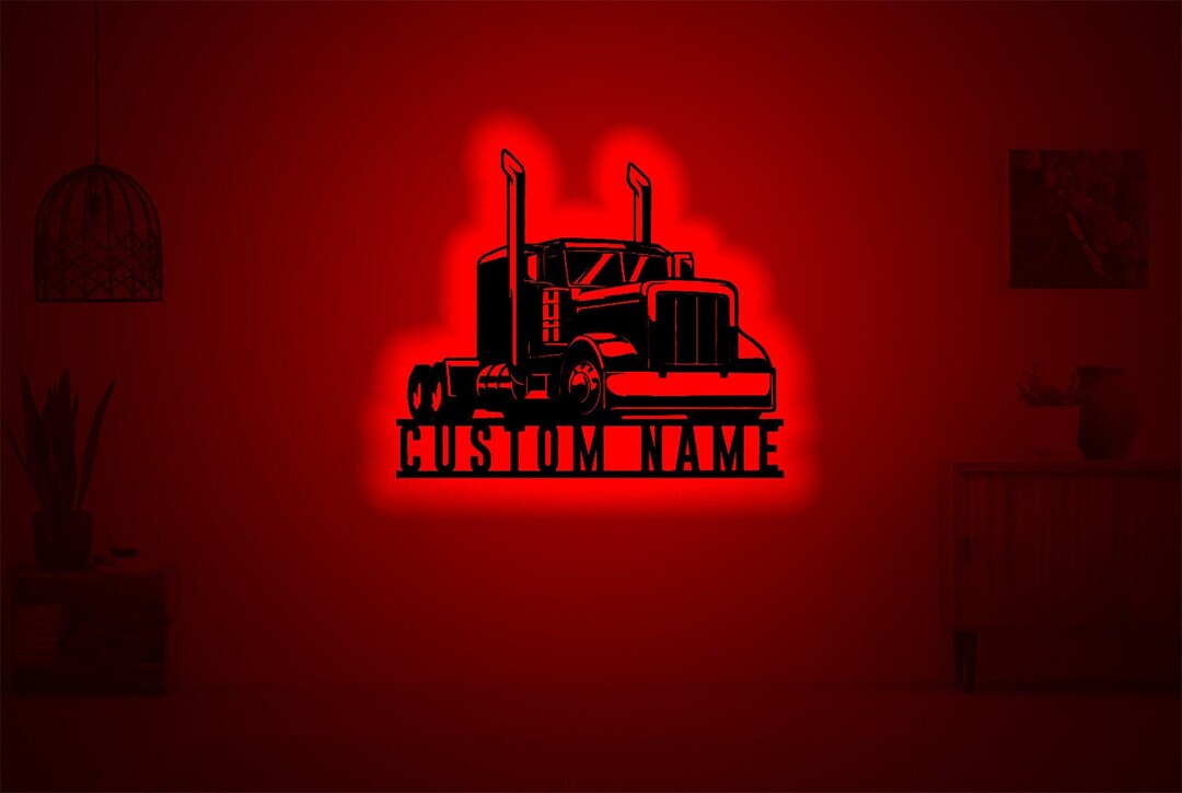 Personalized Semi Truck LED Wall Art: 18 Wheeler Name Sign - Etsy