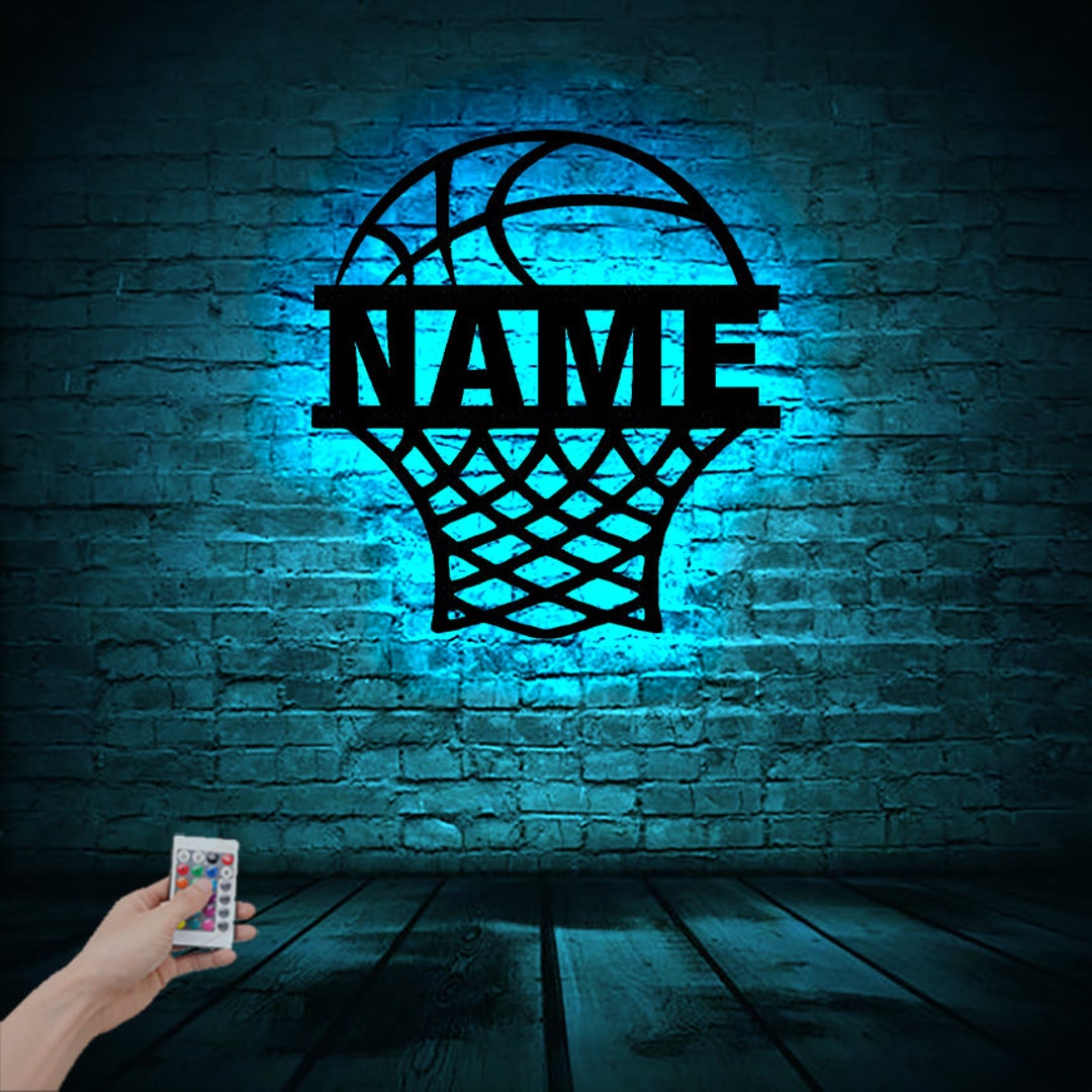 Custom Basketball Sign With Led Light, Custom Basketball Wooden Wall ...