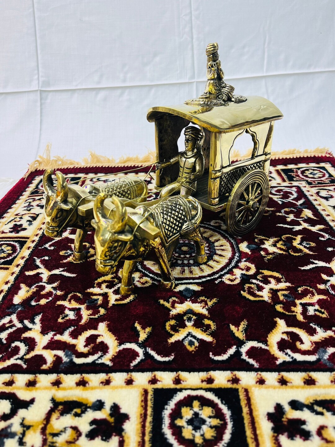 Vintage Bullock Cart With Lord Krishna Brass Showpiece,home Decor Items ...