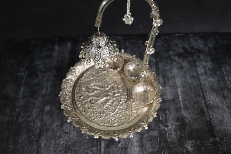 Veneration Tray With Kalash,silver Pooja Kalash and Tray,poojathali ...