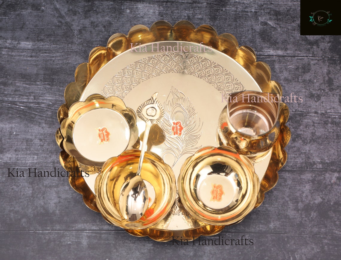 Antique Design Golden Dinner Thali,traditional Golden Dinnerware,golden ...