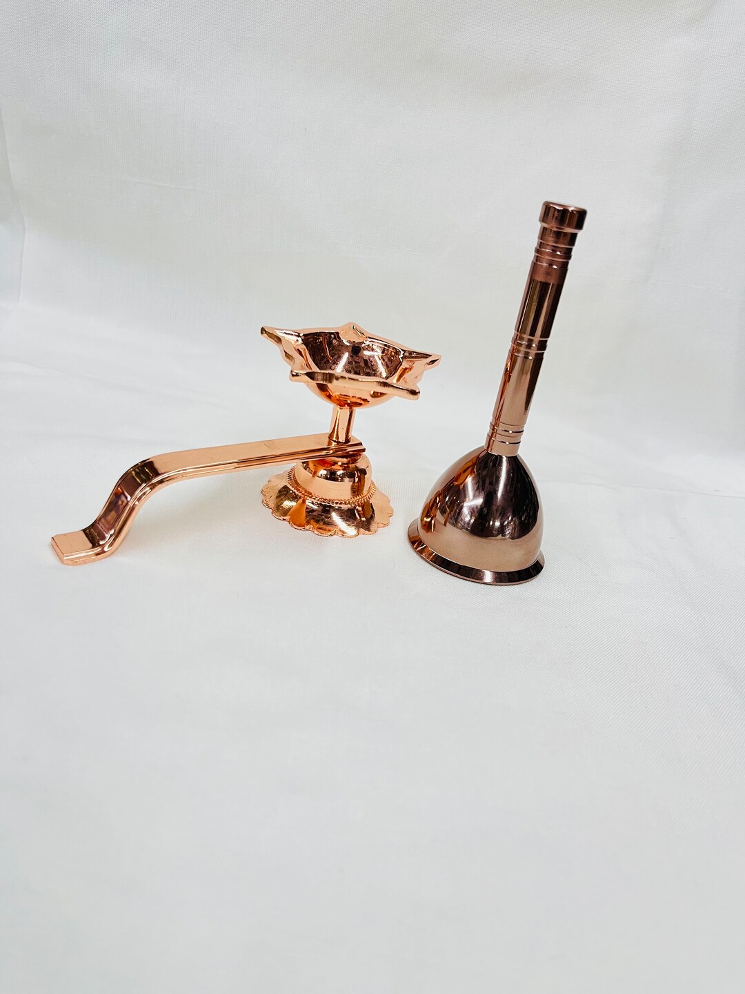 5 Flame Diya With Tiny Bell for Home Temple,silver/gold/rose Gold Brass ...