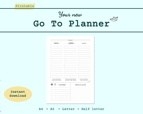 Planning Sheet Printable go to Planner daily - Etsy