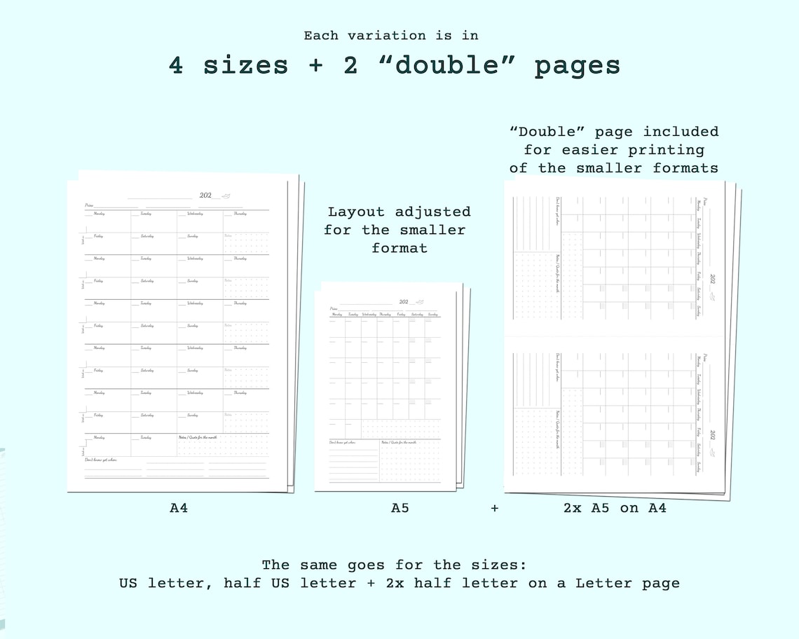 Monthly Planner Printable (instant Download, Organise, Vertical ...