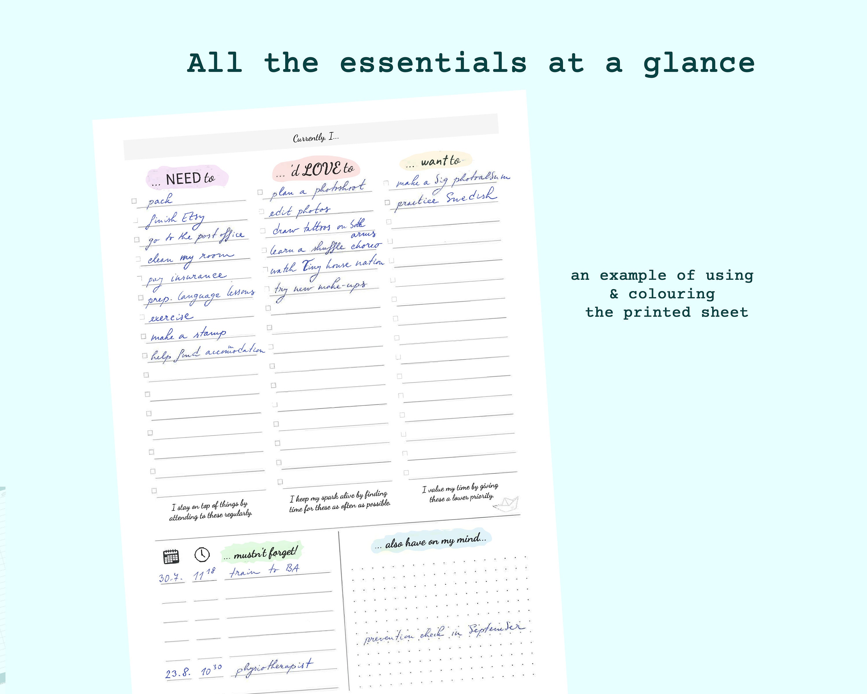 Planning Sheet Printable go to Planner daily Planner, to Do List ...