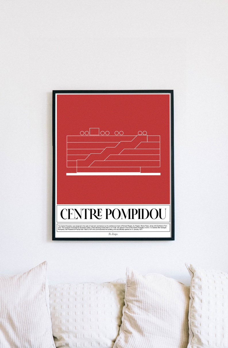 CENTER POMPIDOU Le Corbusier France Modern Architecture Art Print ...