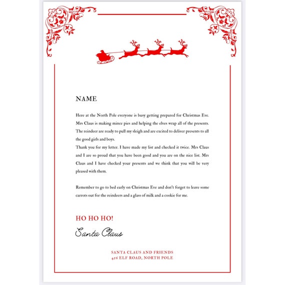 Santa Letter Christmas Letter From Santa A4 Childrens Novelty - Etsy ...
