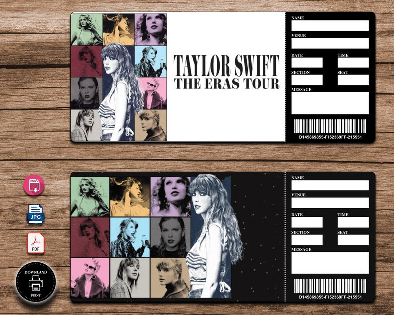 Printable Taylor Swift Eras Tour Ticket customizable Surprise - Etsy