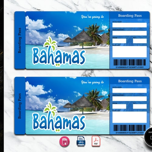 Printable Beach Vacation Ticket Experience Gift Voucher - Etsy