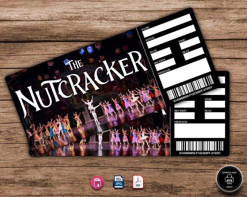 Printable NUTCRACKER Broadway Surprise Ticket Editable Musical - Etsy