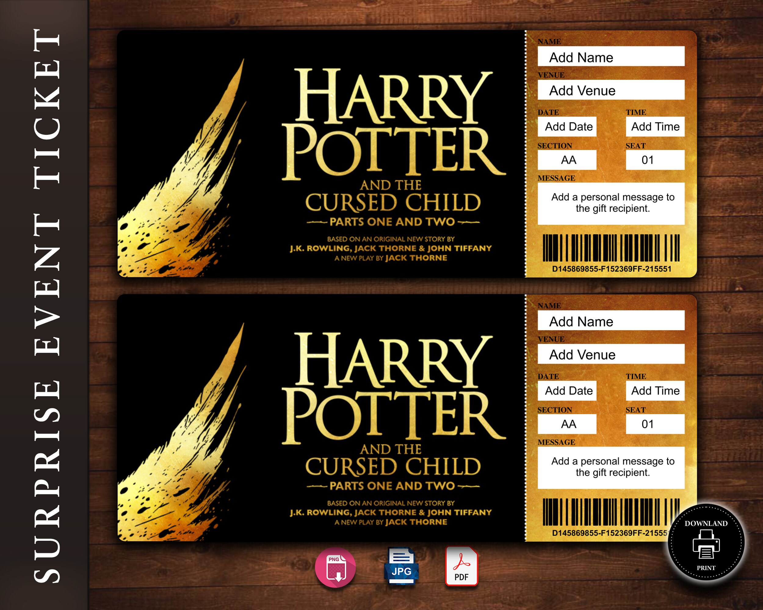 Printable CURSED CHILD Broadway Surprise Ticket. Editable - Etsy Australia