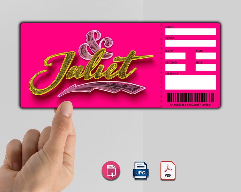 Printable JULIET Broadway Surprise Ticket. Editable Musical - Etsy