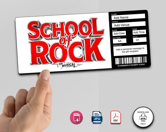 Printable SCHOOL of ROCK Broadway Surprise Ticket Musical - Etsy
