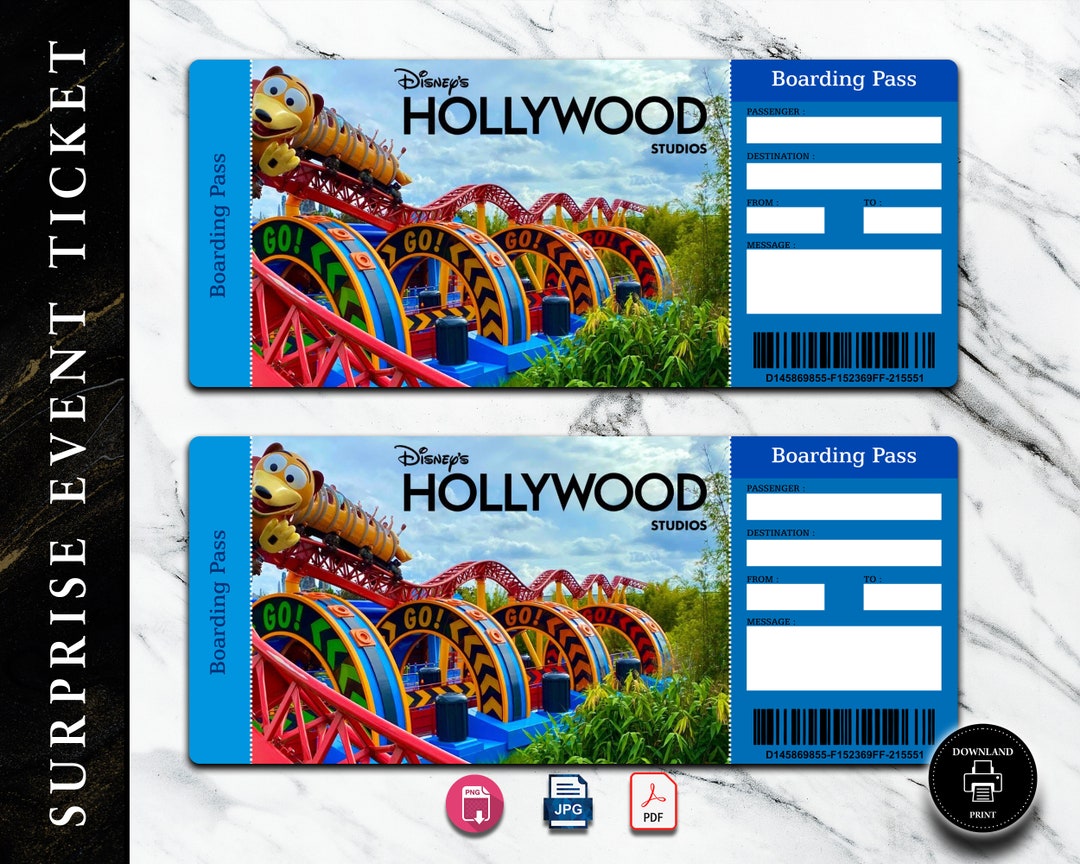 Printable Hollywood Studios Ticket Adobe Editable PDF Trip - Etsy