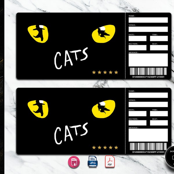Editable Broadway Ticket Cake Topper - Etsy