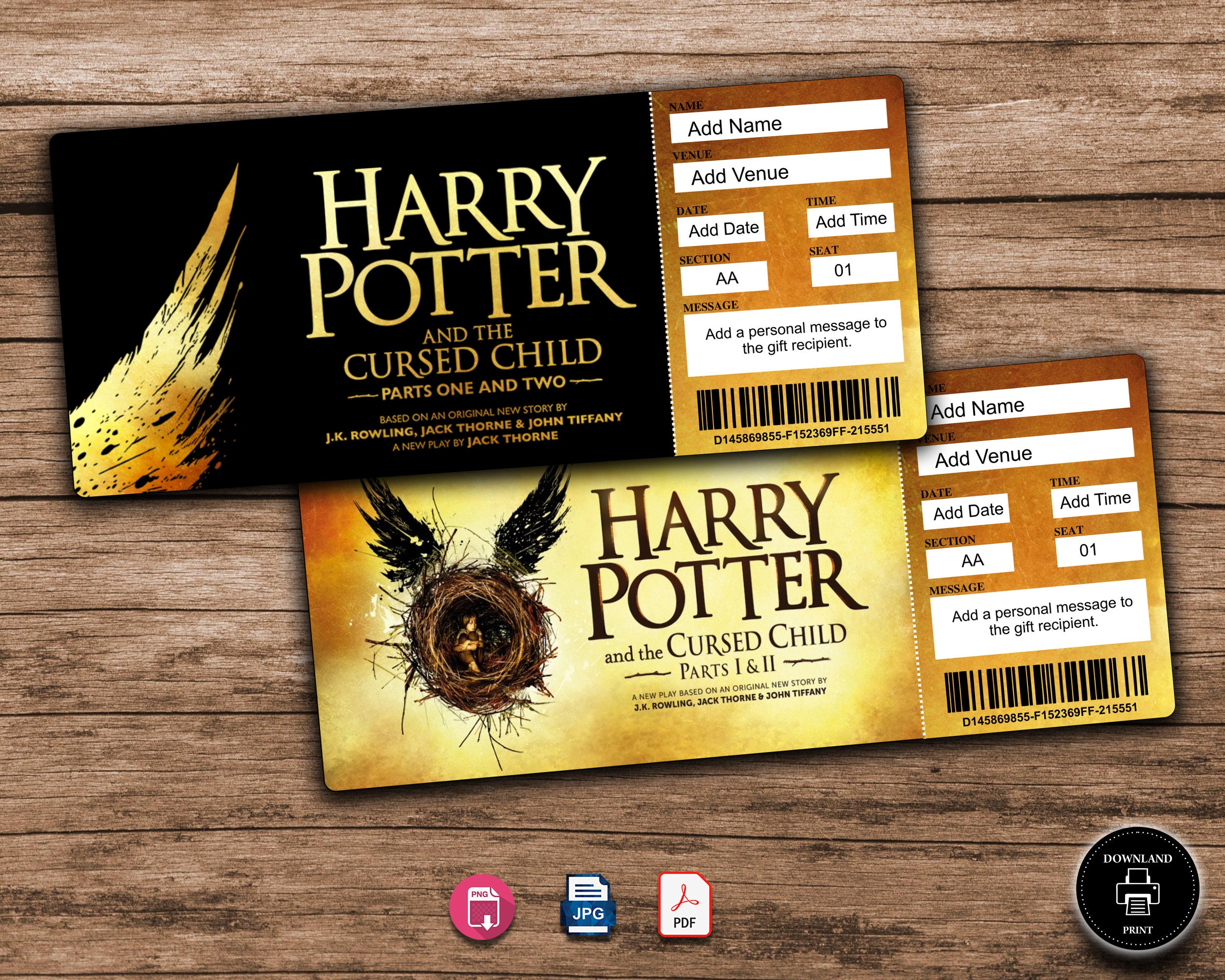 Printable CURSED CHILD Broadway Surprise Ticket. Editable - Etsy Australia