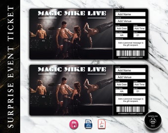 Printable MAGIC MIKE Show Surprise Ticket. Editable Musical Theatre ...